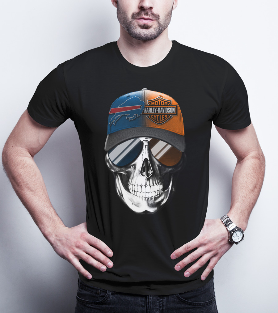 Buffalo Bills Harley Davidson Skull Cap T-Shirt