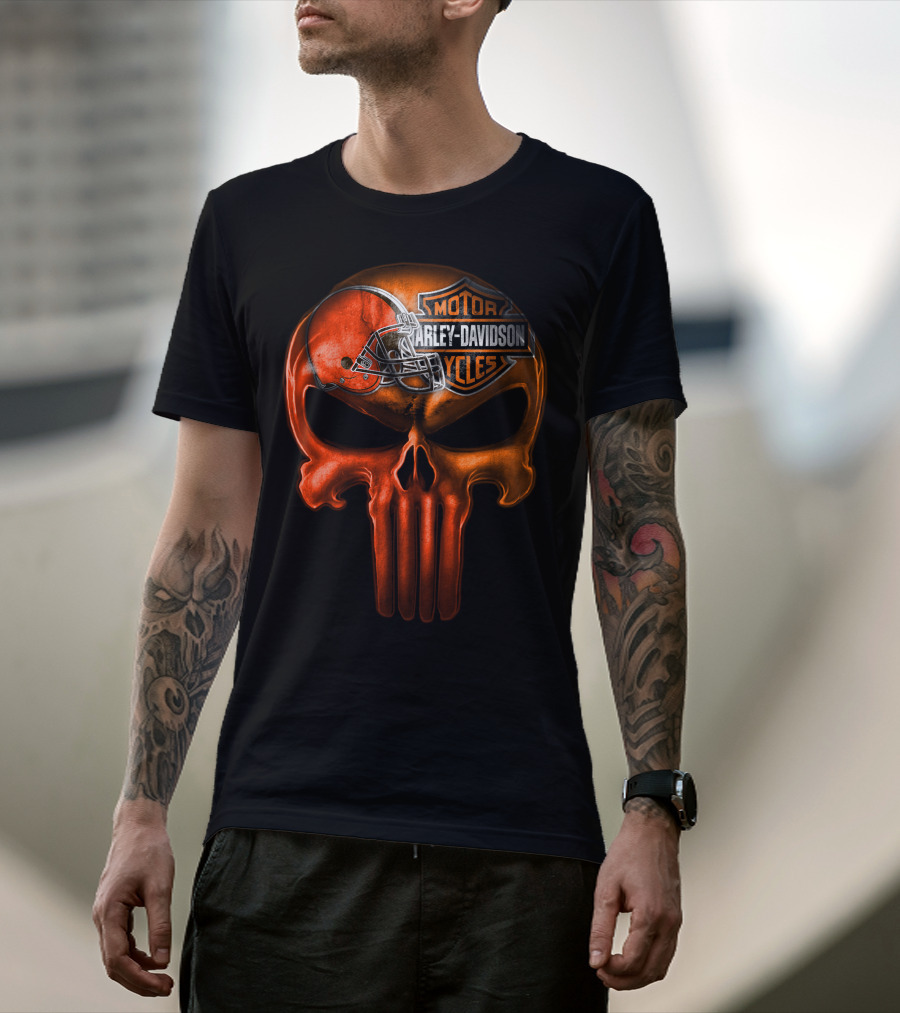 Harley Davidson Skull With Football Helmet T-Shirt