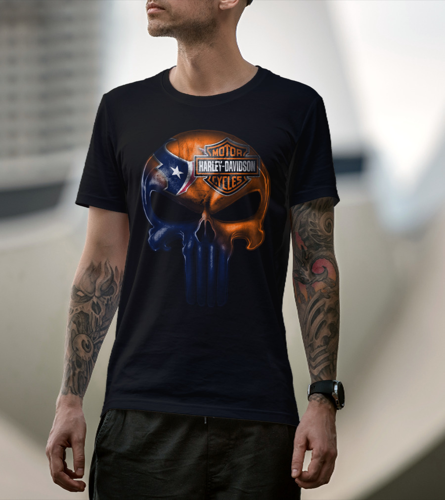 Houston Texans Harley Davidson Skull T-Shirt