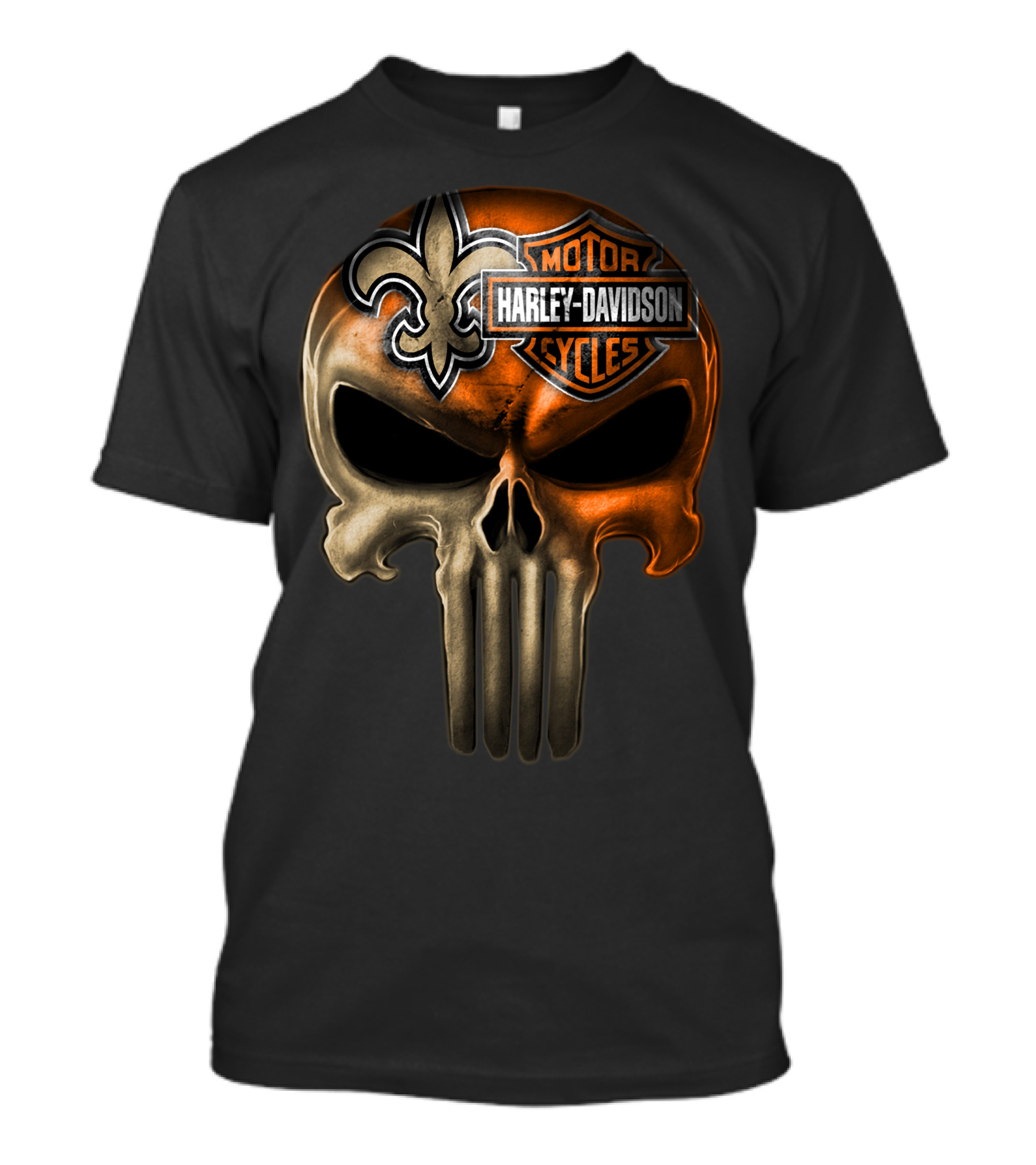 Harley Davidson Motorcycles Skull With Fleur-De-Lis T-Shirt