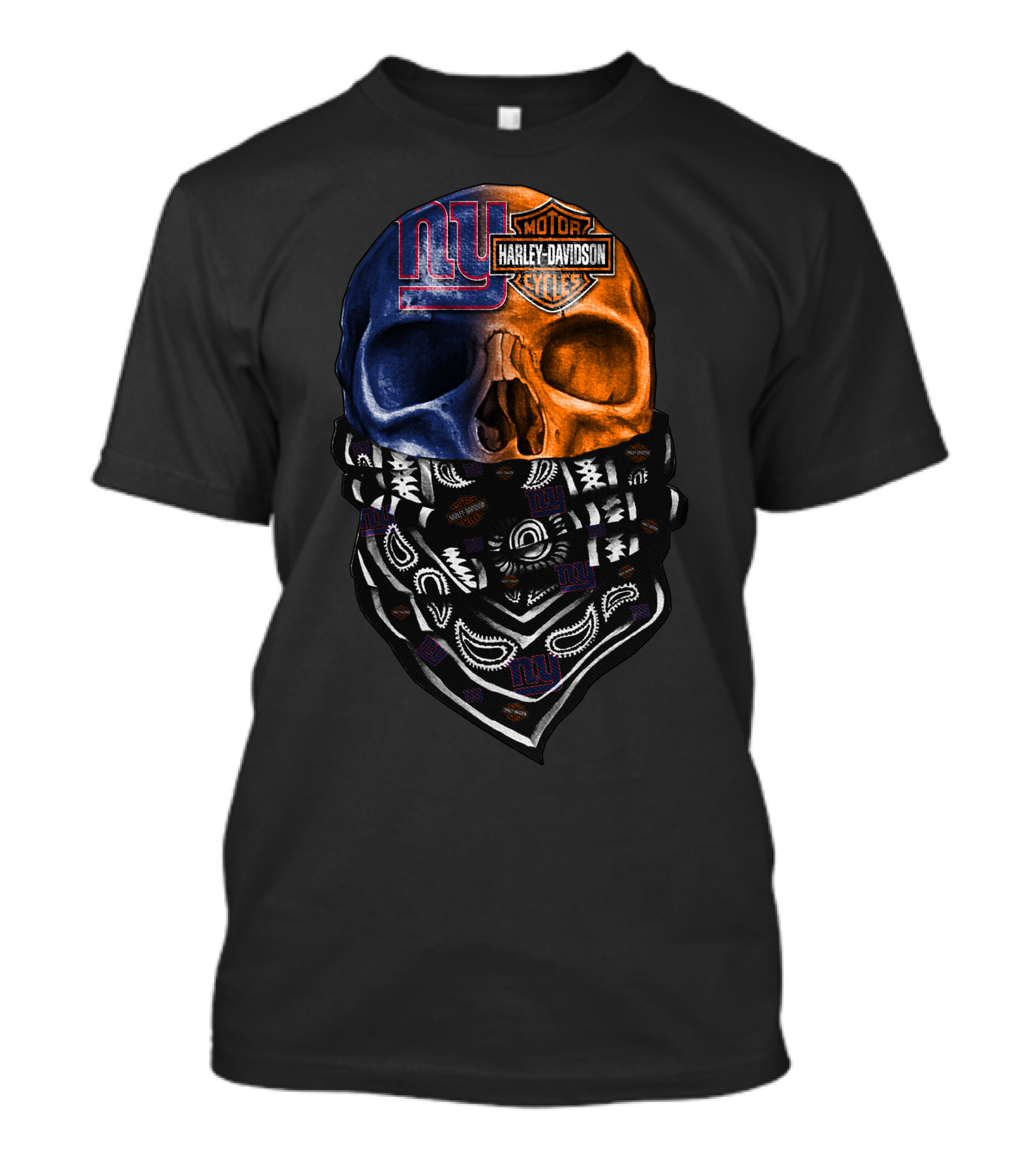 Ny Giants Skull Harley Davidson Bandana 23Hl T-Shirt