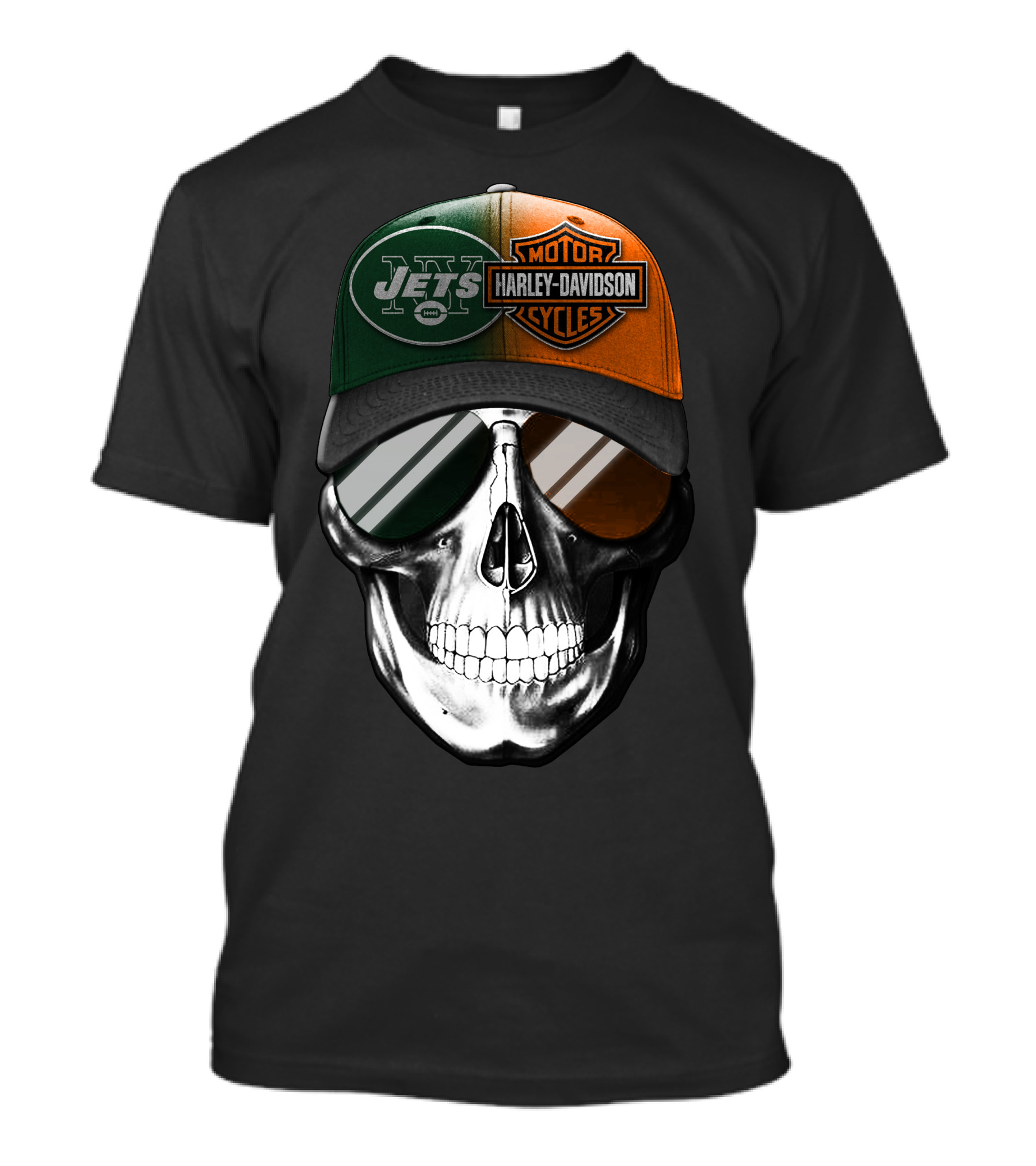 Harley Davidson Jets Skull Cap Nfl Crossover T-Shirt