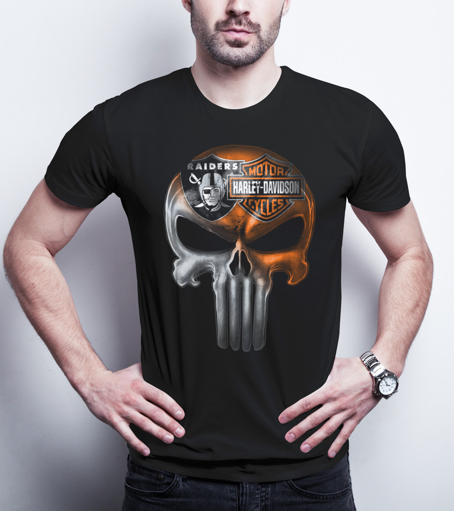 Raiders Harley Davidson Punisher Skull T-Shirt