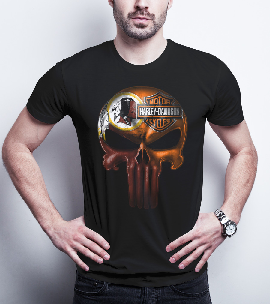 Harley Davidson Washington Football Crossover Skull T-Shirt