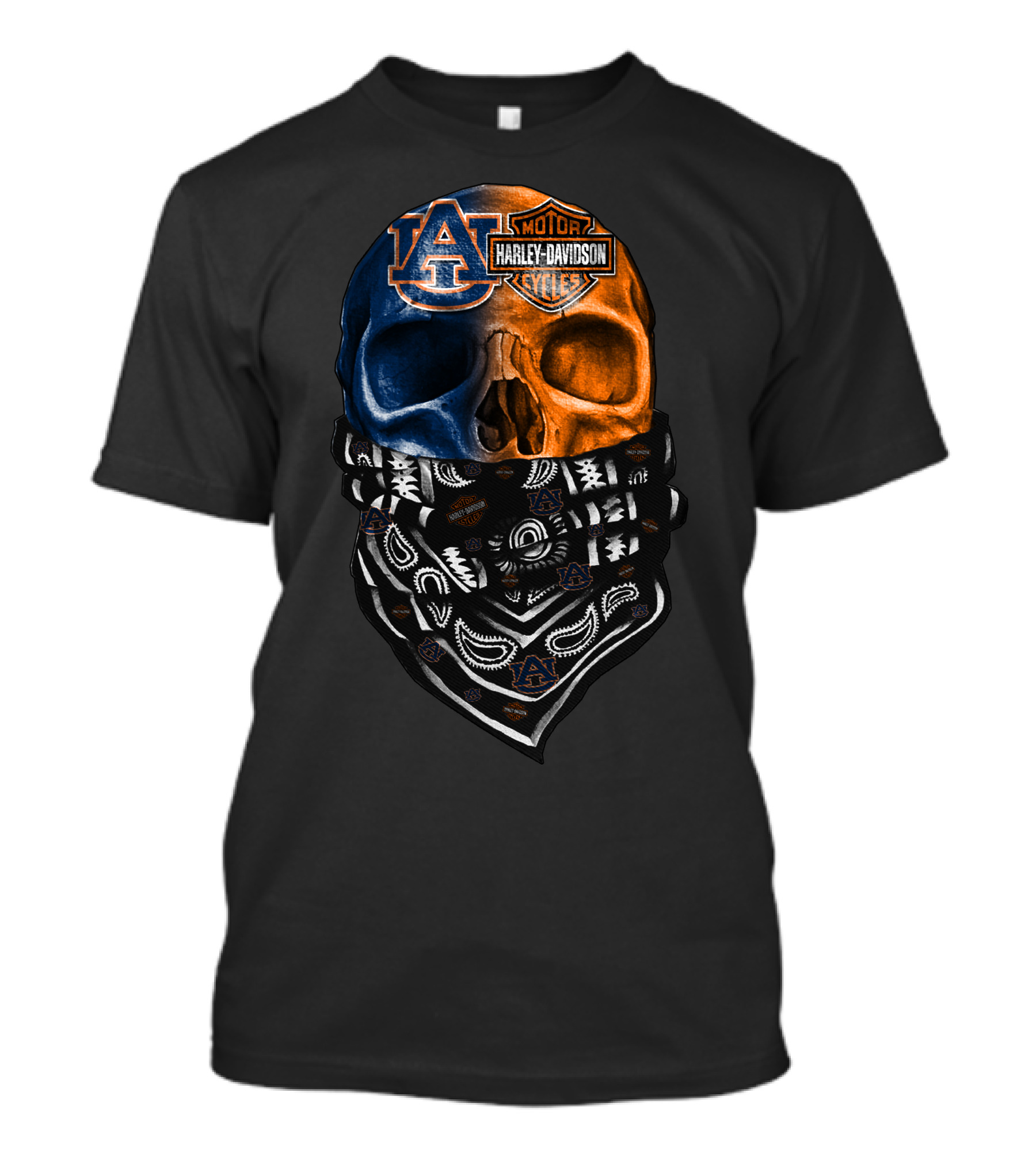 Auburn University Harley Davidson Skull And Bandana T-Shirt