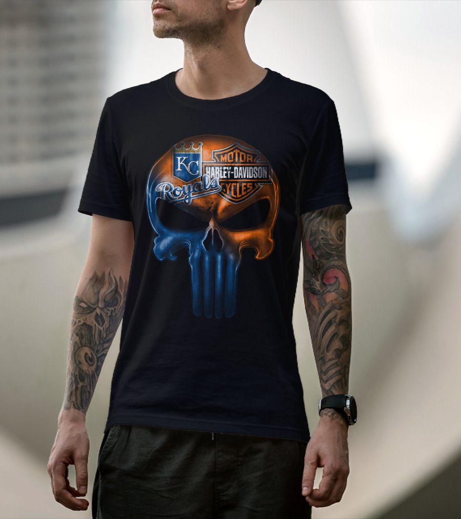 Kansas City Royals Harley Davidson Skull T-Shirt