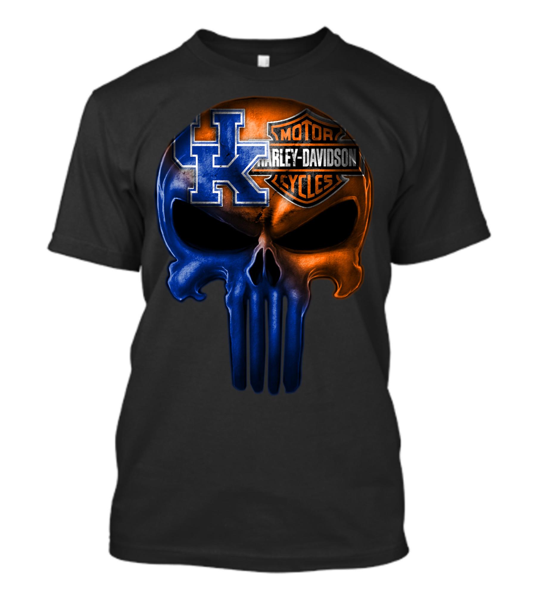 Kentucky Wildcats Harley Davidson Punisher Skull T-Shirt