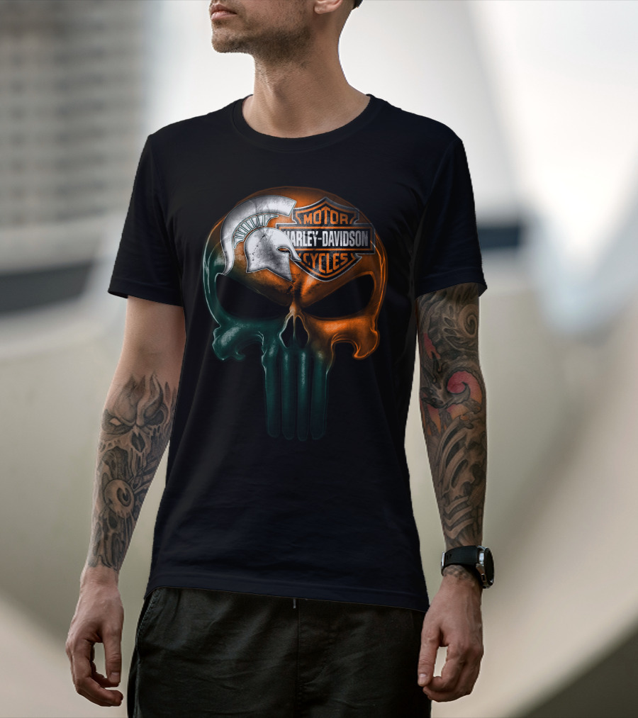 Harley Davidson Motor Cycles Spartan Helmet Skull T-Shirt
