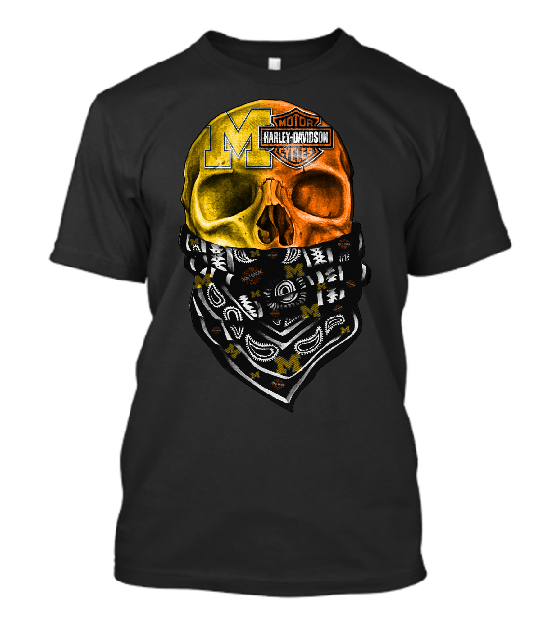 Harley Davidson Skull Michigan Wolverines T-Shirt