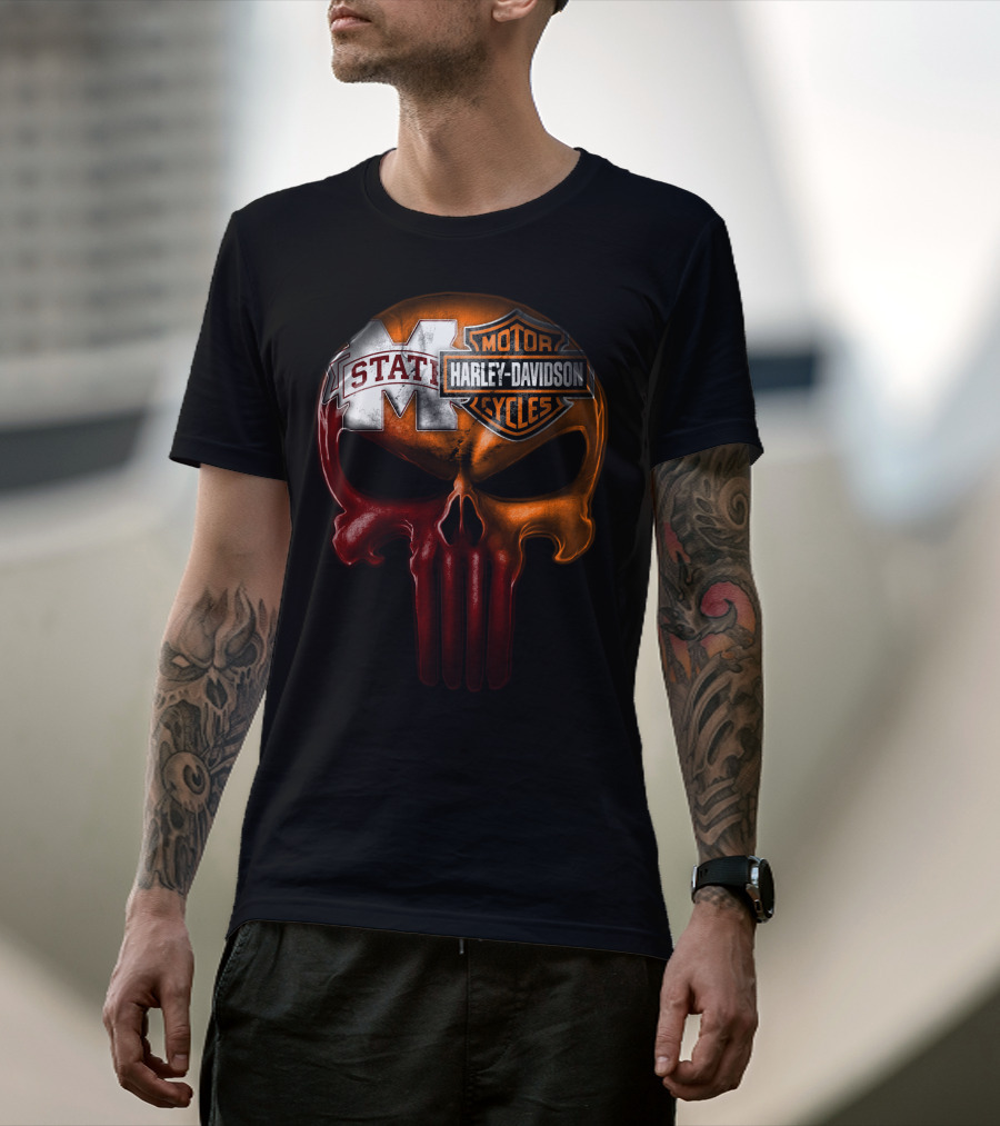 Mississippi State Harley Davidson Punisher T-Shirt