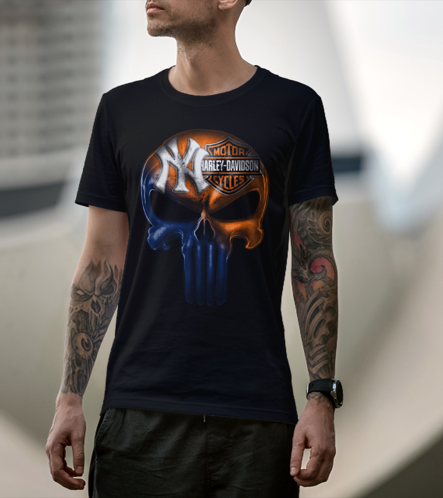 New York Yankees Harley Davidson Skull 30Ahl T-Shirt