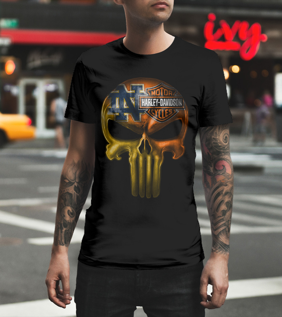 Notre Dame Harley Davidson Punisher Skull T-Shirt