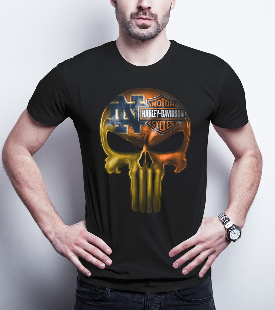 Notre Dame Harley Davidson Punisher Skull T-Shirt
