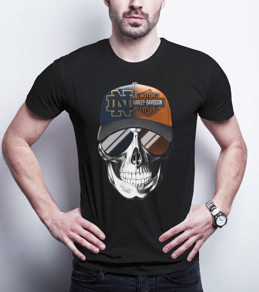 Harley Davidson Notre Dame Skull Cap Split T-Shirt