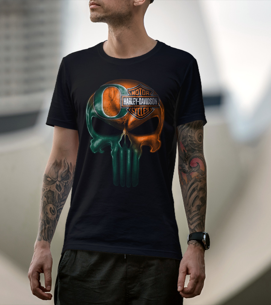 Oregon Harley Davidson Punisher Skull 35Ahl T-Shirt