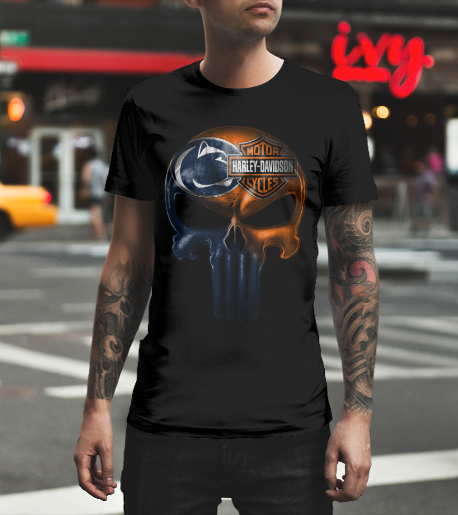 Harley Davidson Motor Cycles Penn State Skull T-Shirt