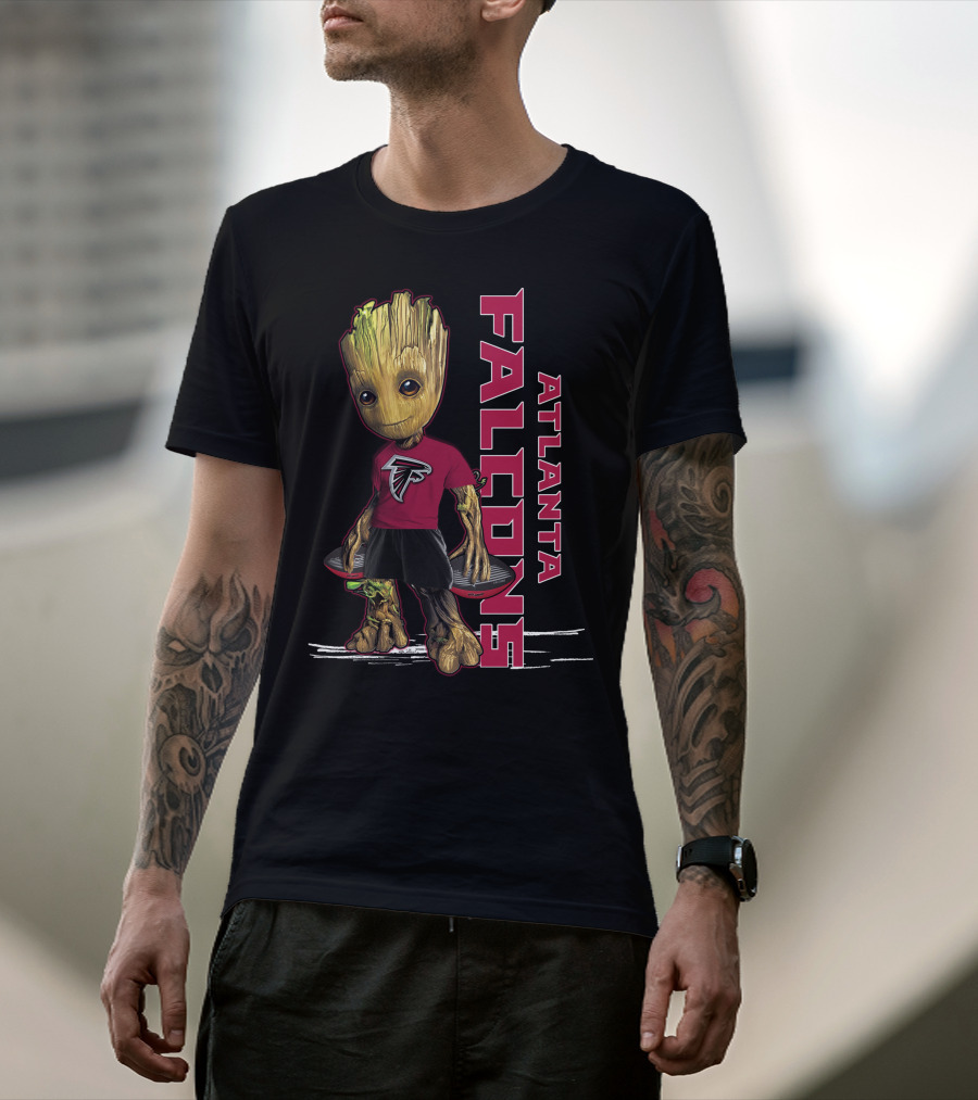 Groot Wearing Atlanta Falcons Logo Shirt Football Fan T-Shirt