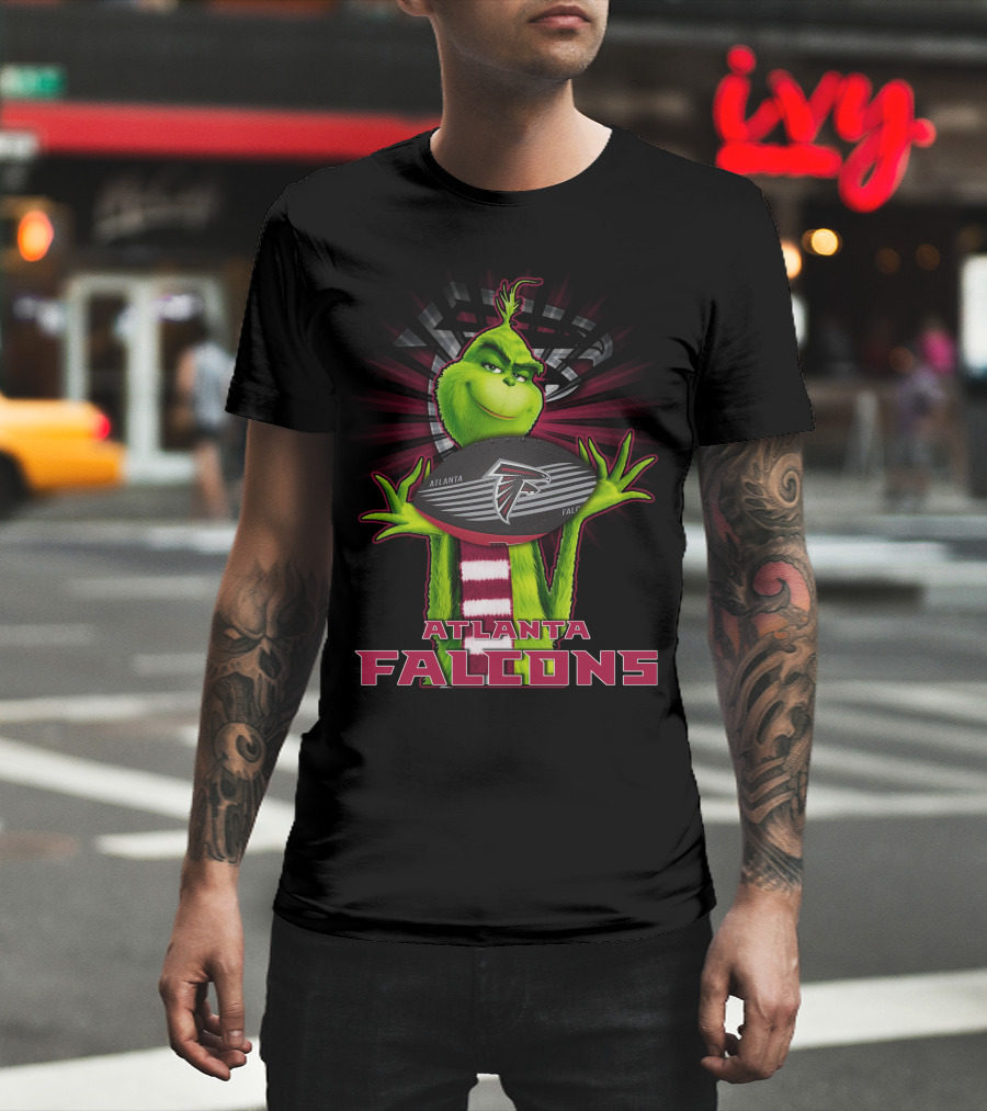 Grinch Holding Atlanta Falcons Football T-Shirt