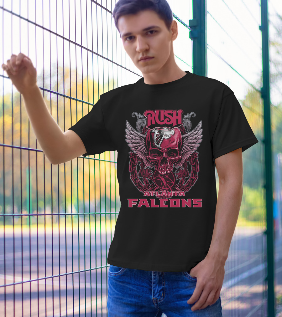 Rush Atlanta Falcons Skull Wings Emblem T-Shirt