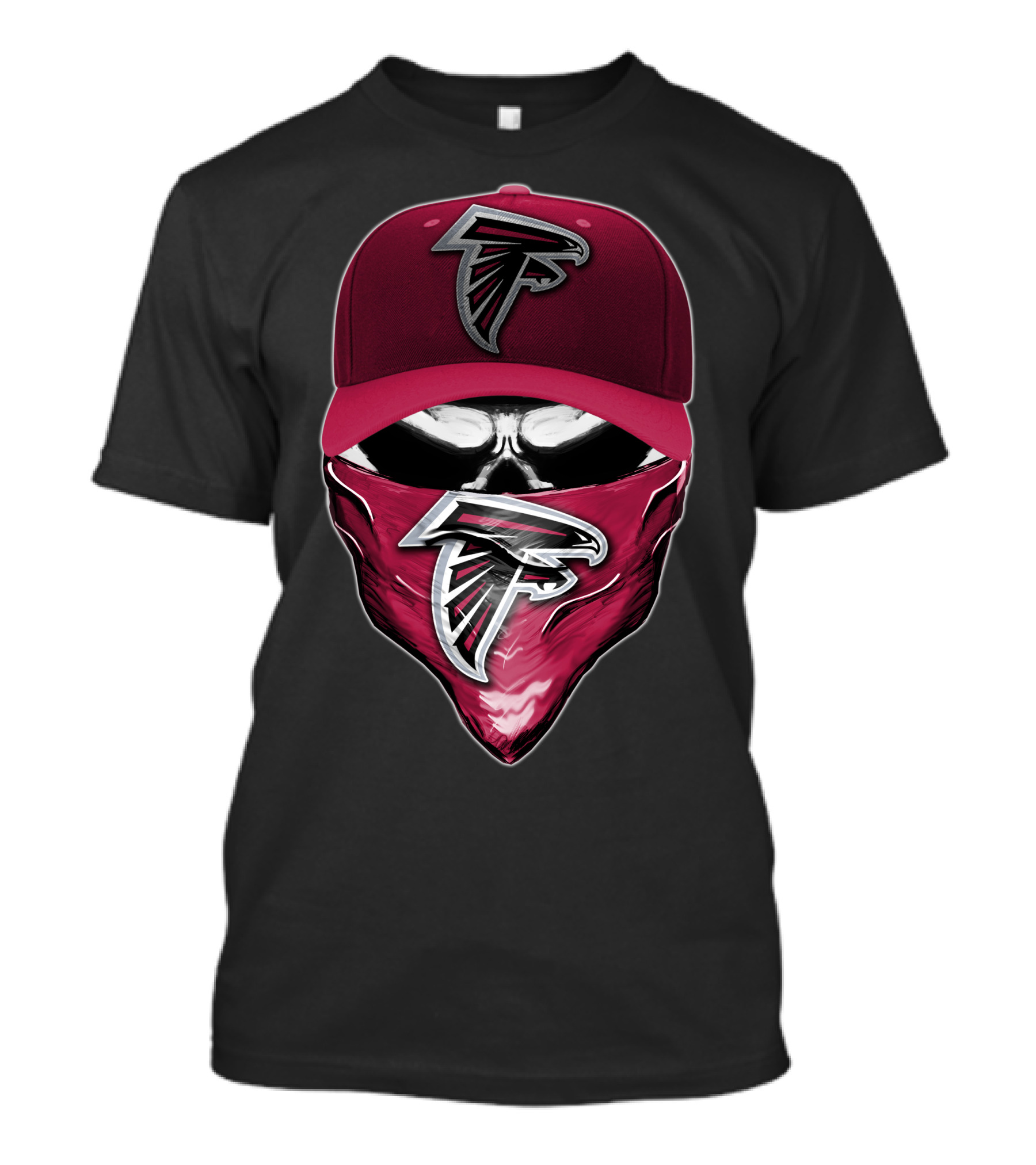 Skull Atlanta Falcons Logo Cap And Bandana T-Shirt