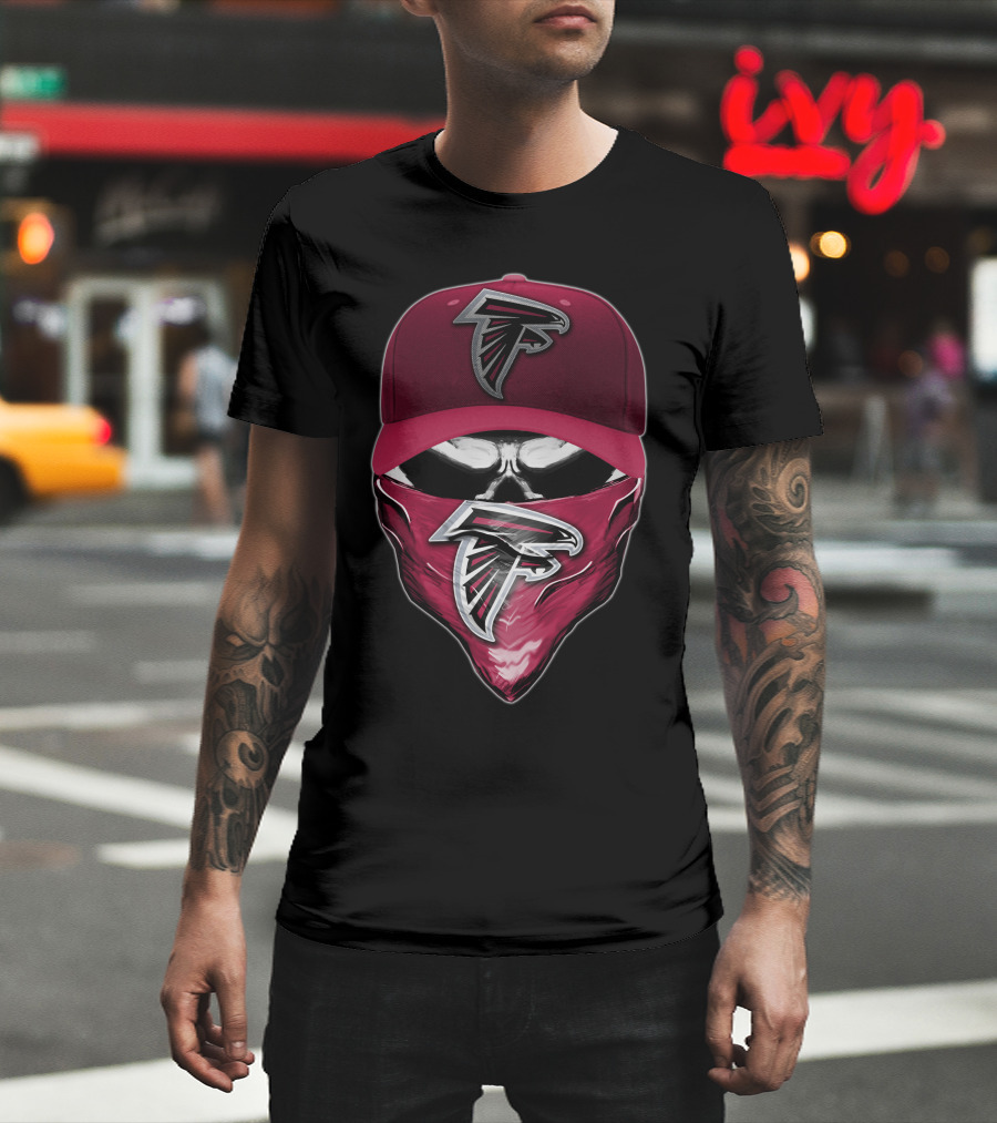 Skull Atlanta Falcons Logo Cap And Bandana T-Shirt