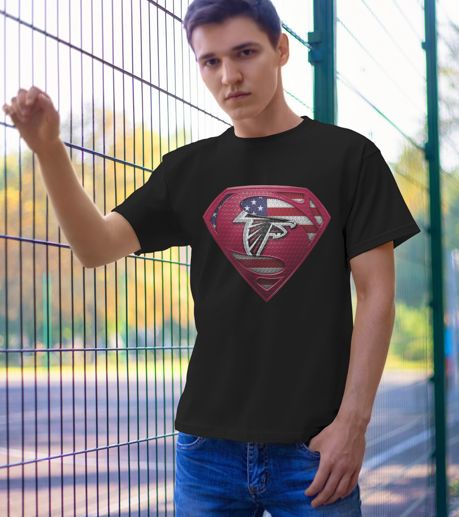 Atlanta Falcons Superman Logo American Flag T-Shirt