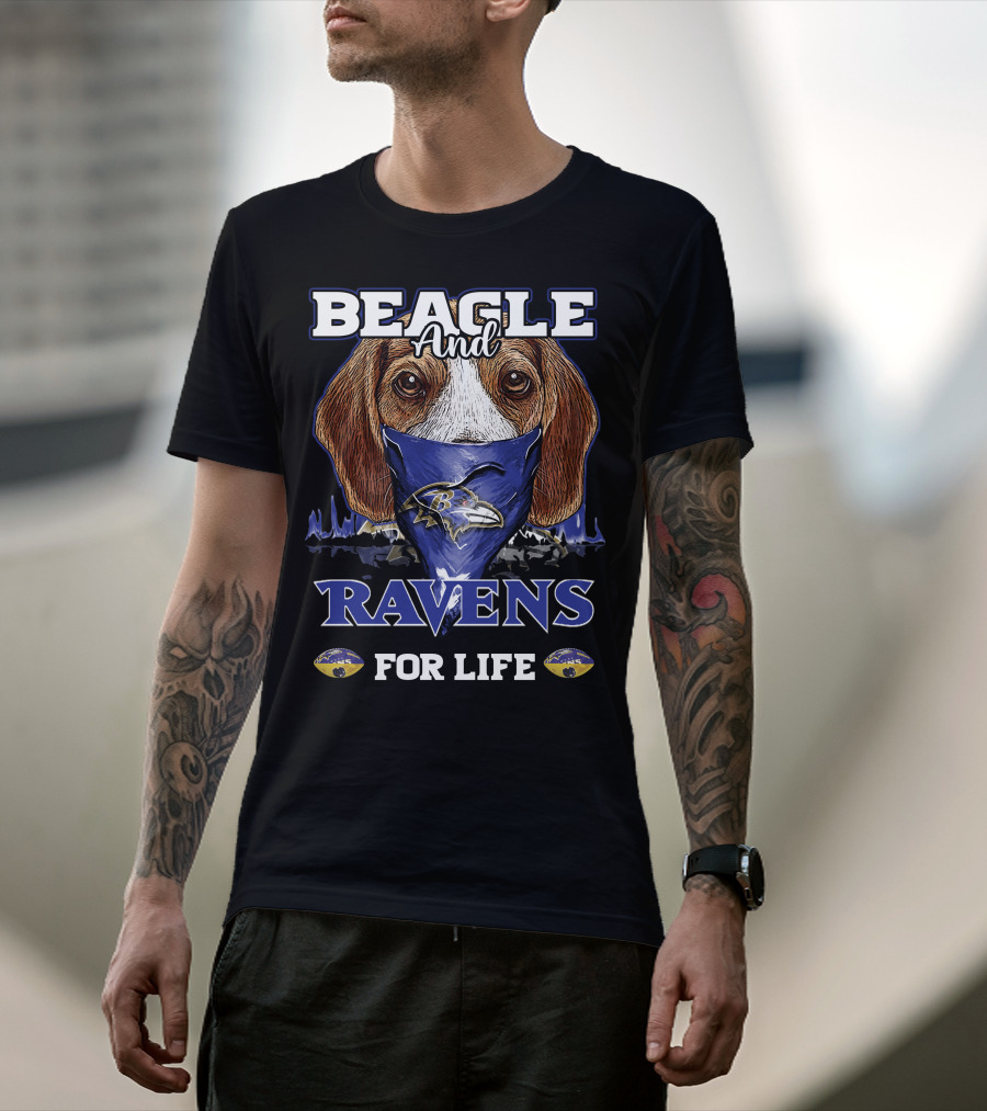 Beagle And Ravens For Life Baltimore Ravens T-Shirt