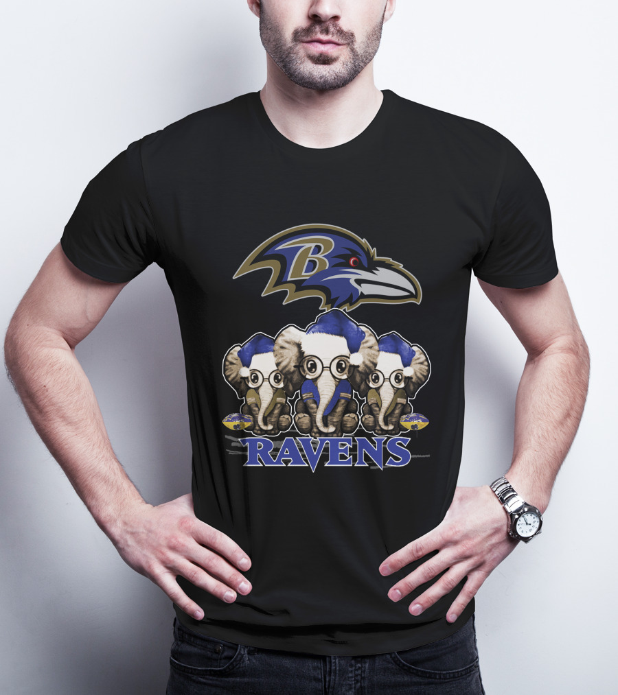 Baltimore Ravens Christmas Elephants T-Shirt