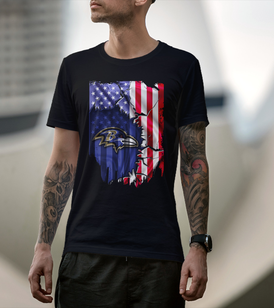 Flag Baltimore Ravens American Flag Stars And Stripes Ravens T-Shirt