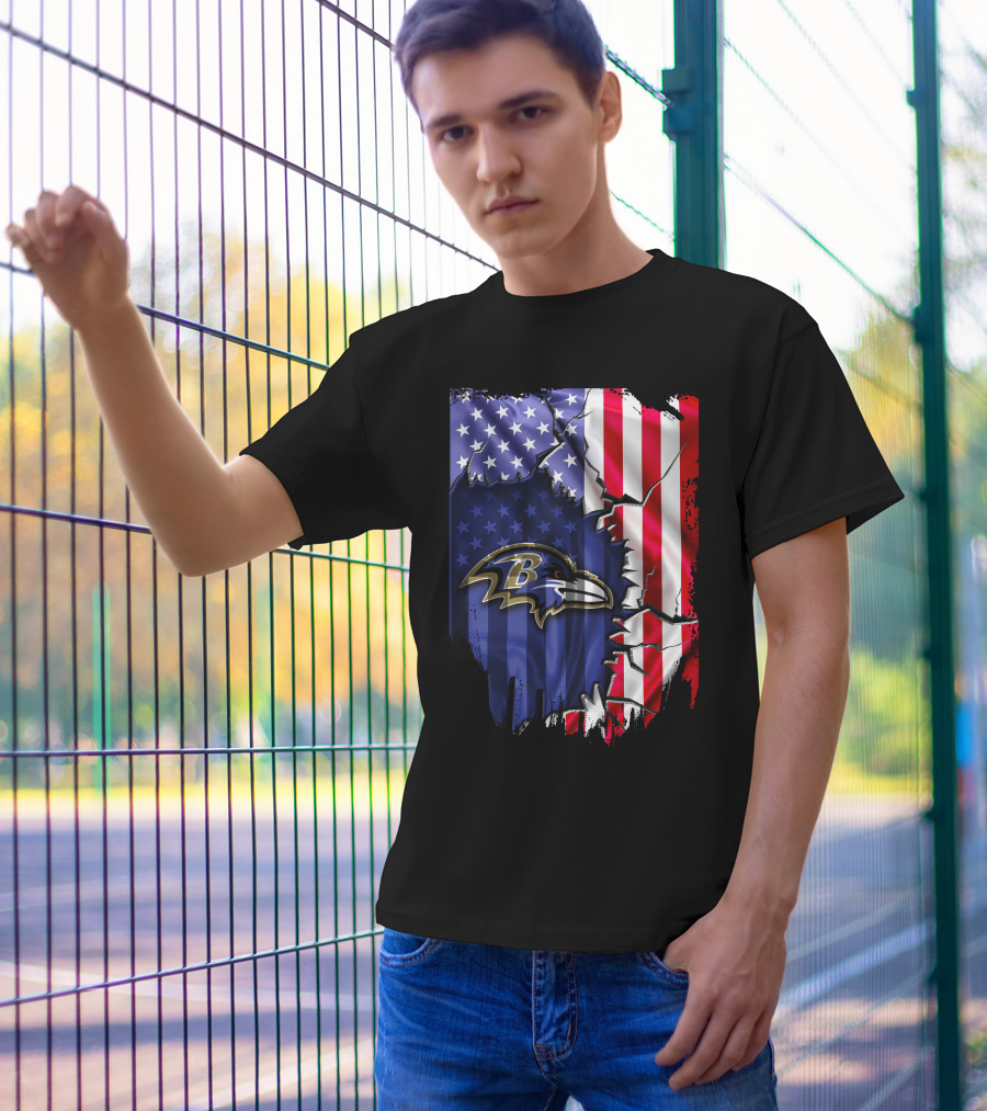 Flag Baltimore Ravens American Flag Stars And Stripes Ravens T-Shirt