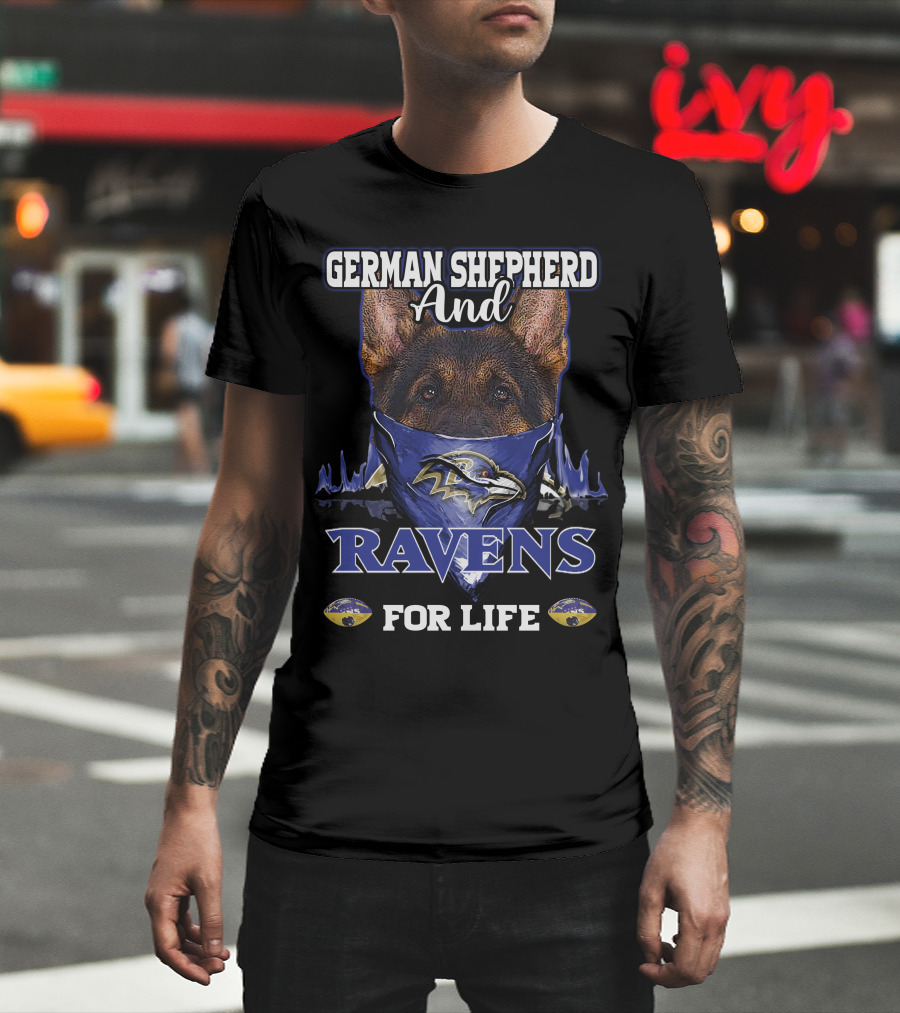 German Shepherd And Ravens For Life T-Shirt