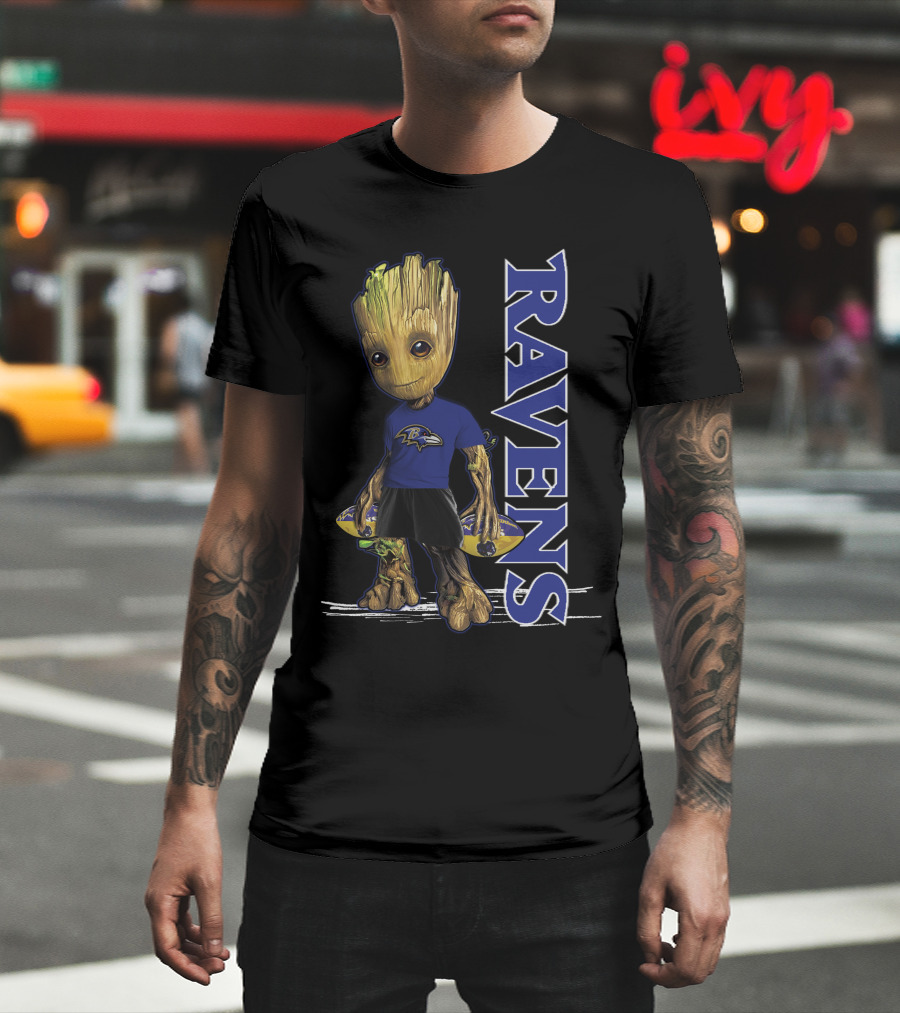 Groot Ravens Baltimore Football Fan T-Shirt