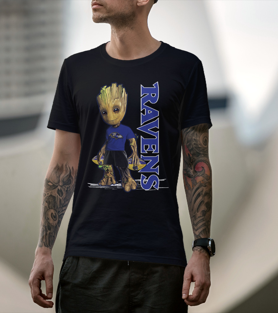 Groot Ravens Baltimore Football Fan T-Shirt