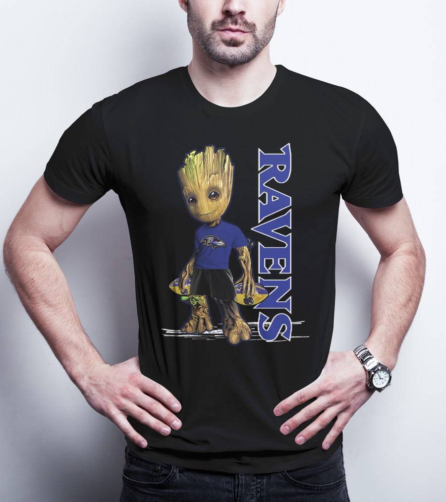Groot Ravens Baltimore Football Fan T-Shirt