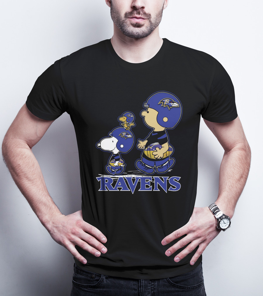 Snoopy Woodstock Baltimore Ravens Football Peanuts T-Shirt