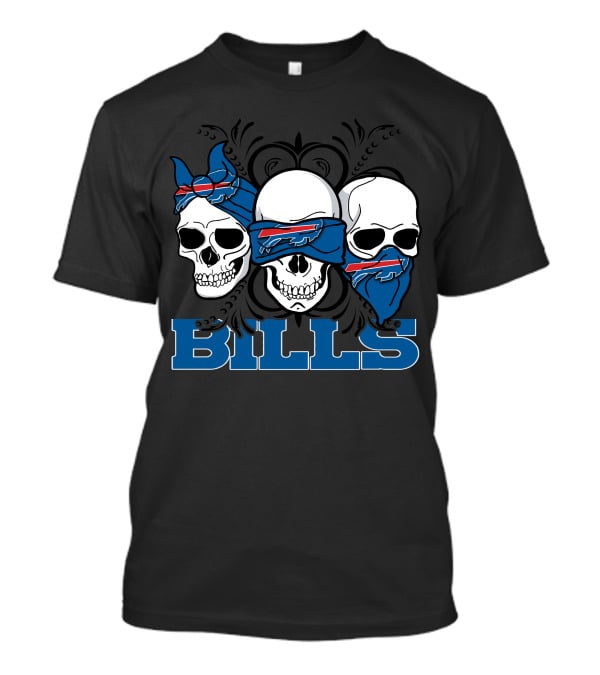 3 Skull Buffalo Bills Logo Bandana Trio T-Shirt