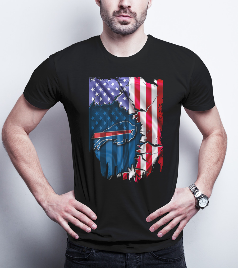Buffalo Bills American Flag Cracked T-Shirt