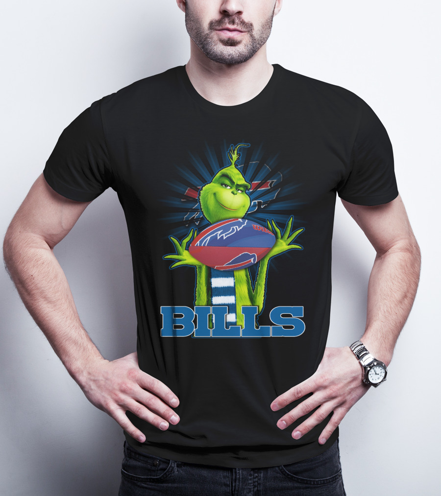 Grinch Holding Buffalo Bills Football T-Shirt