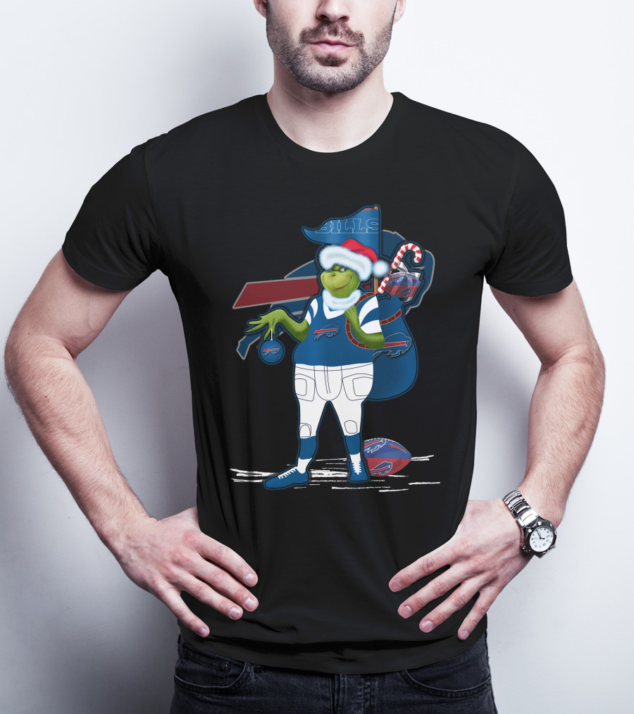 Grinchxmas Buffalo Bills Santa Hat NFL Football Holiday T-Shirt