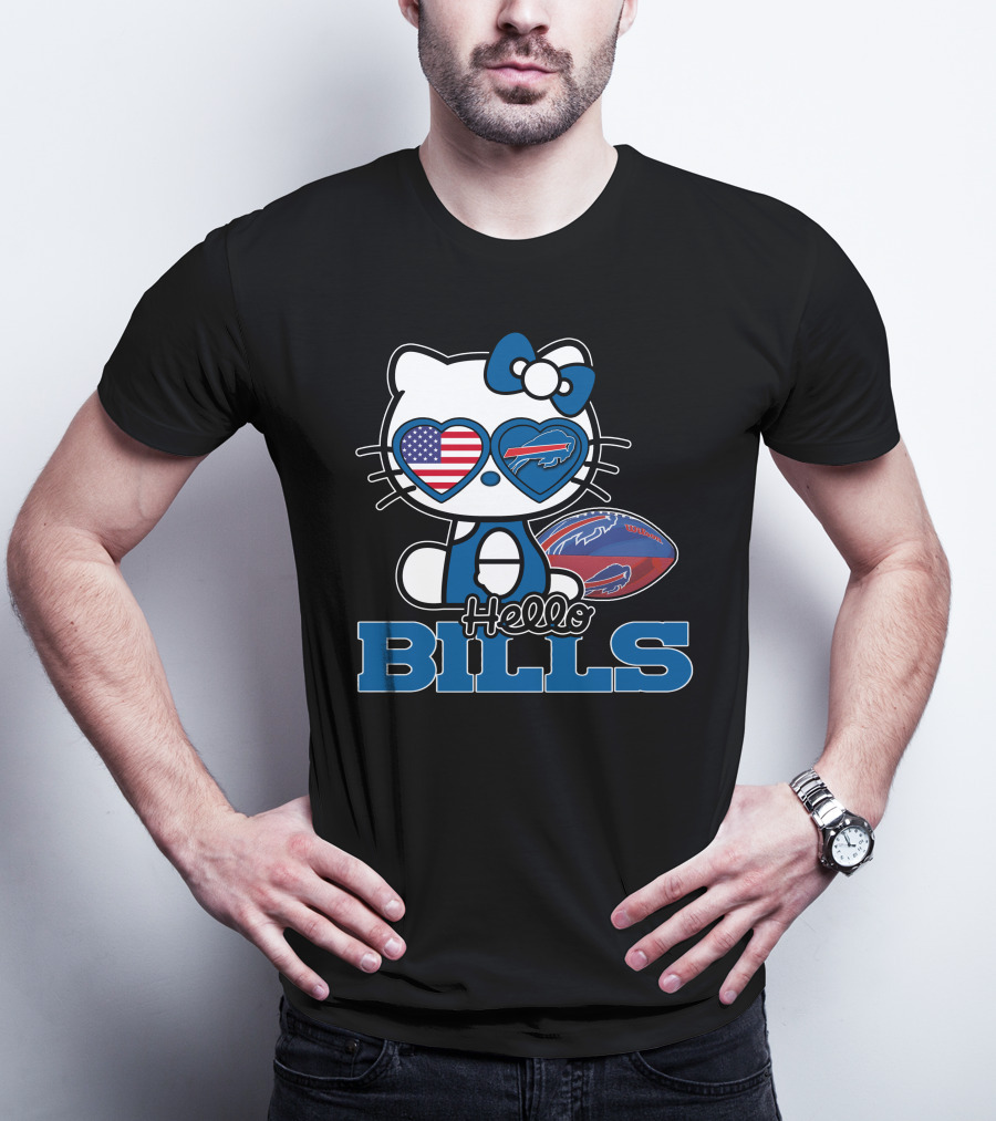 Hello Kitty Buffalo Bills USA Heart Mascot T-Shirt