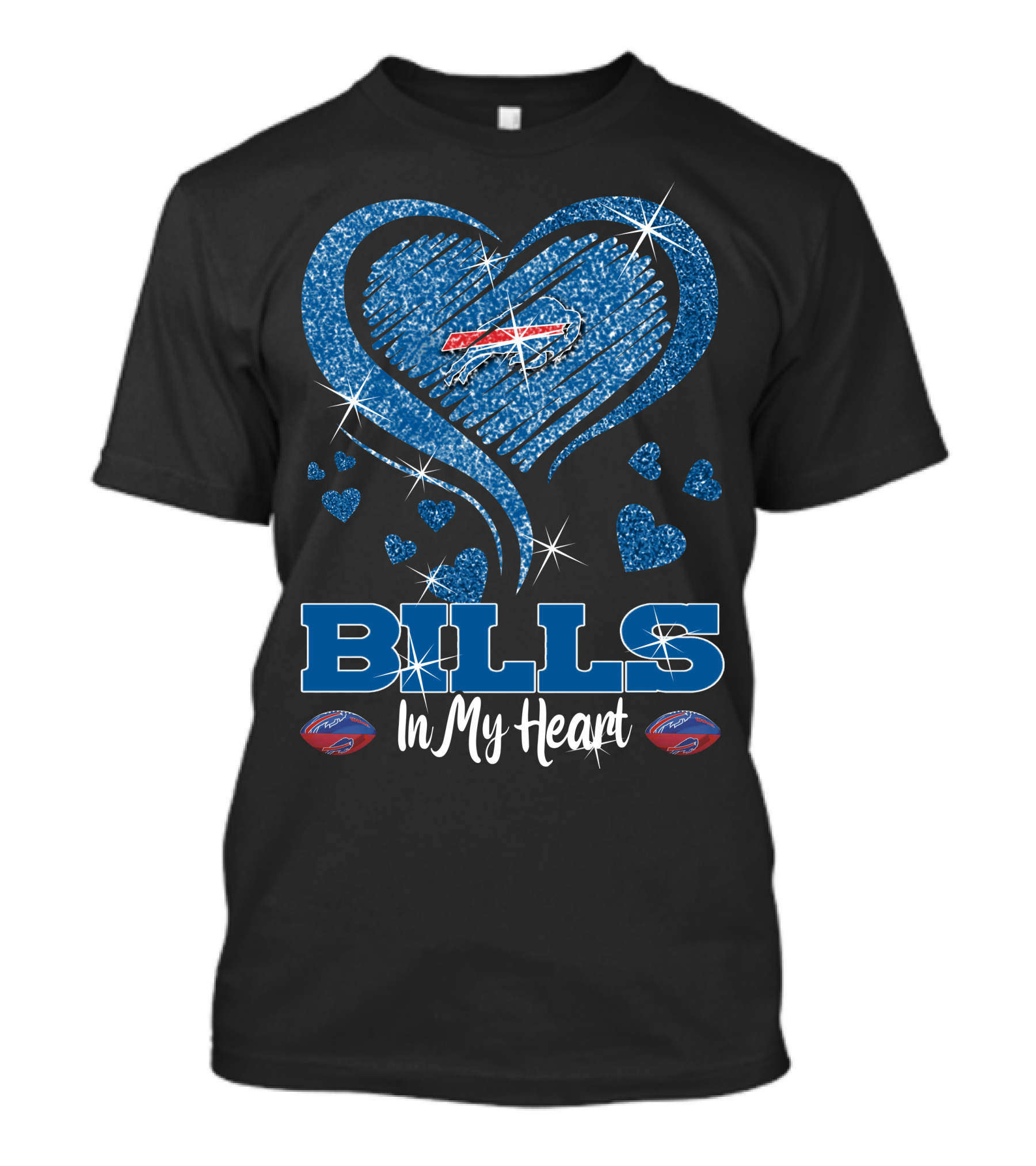 Bills In My Heart Buffalo Bills Sparkling Blue Heart NFL T-Shirt