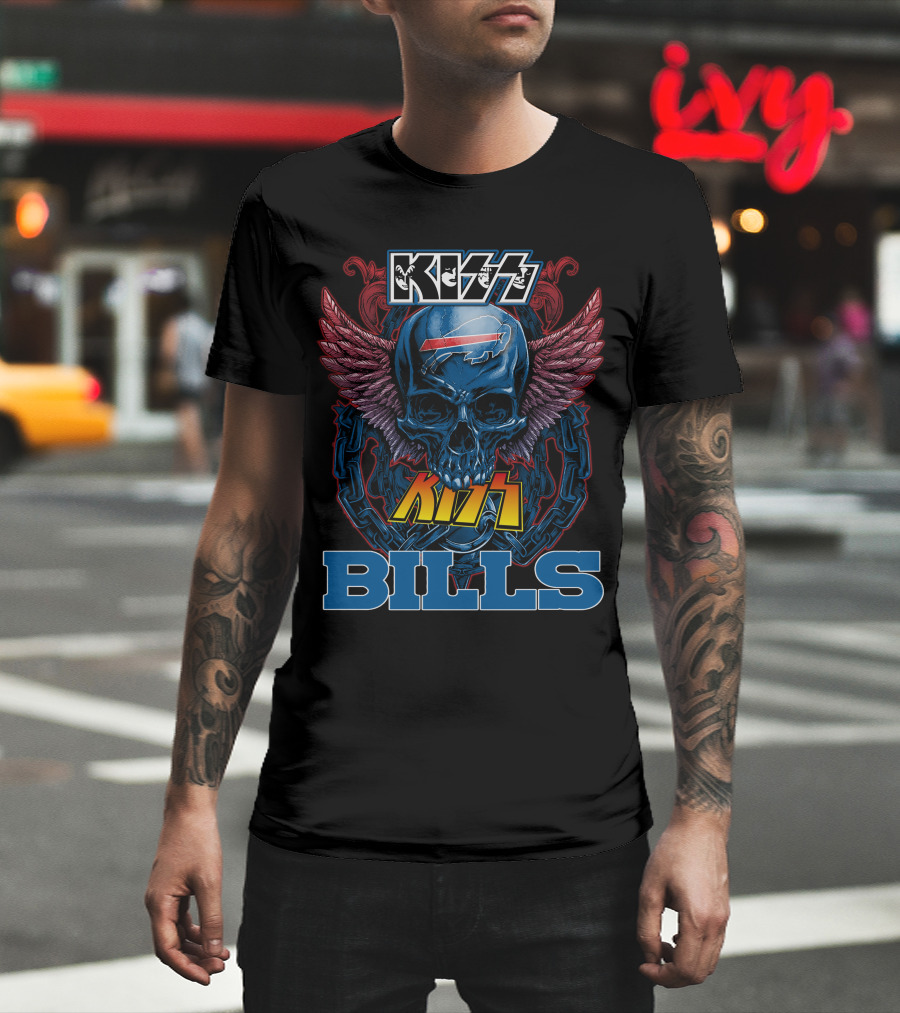 Kiss Buffalo Bills Skull Wings T-Shirt