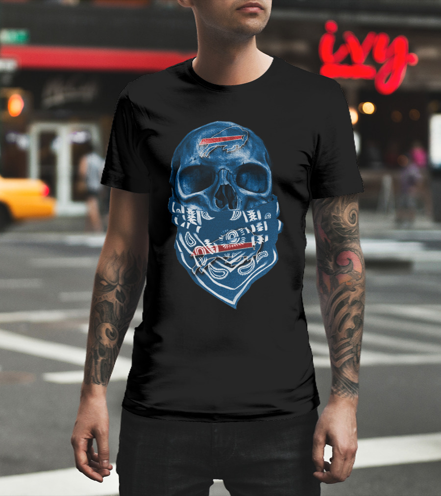 Buffalo Bills Skull Blue Bandana T-Shirt