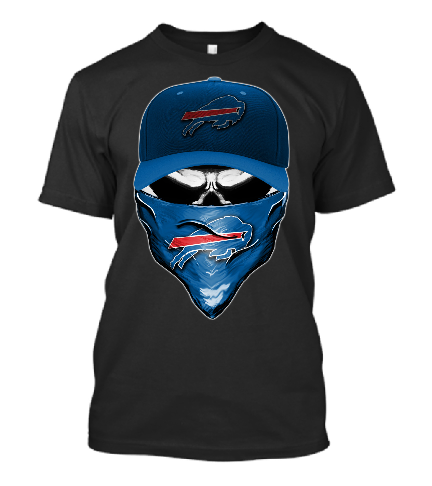 Buffalo Bills Skull With Cap And Bandana T-Shirt