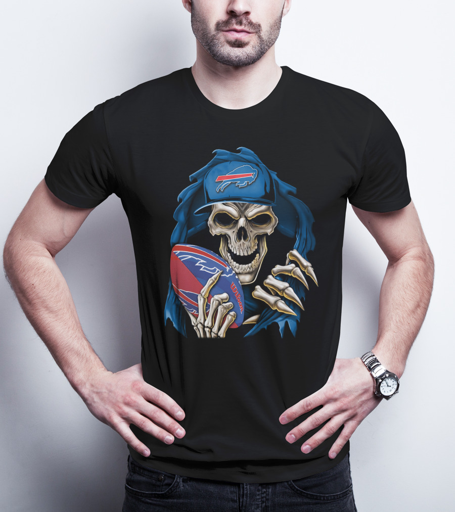 Buffalo Bills Skull Holding Football T-Shirt