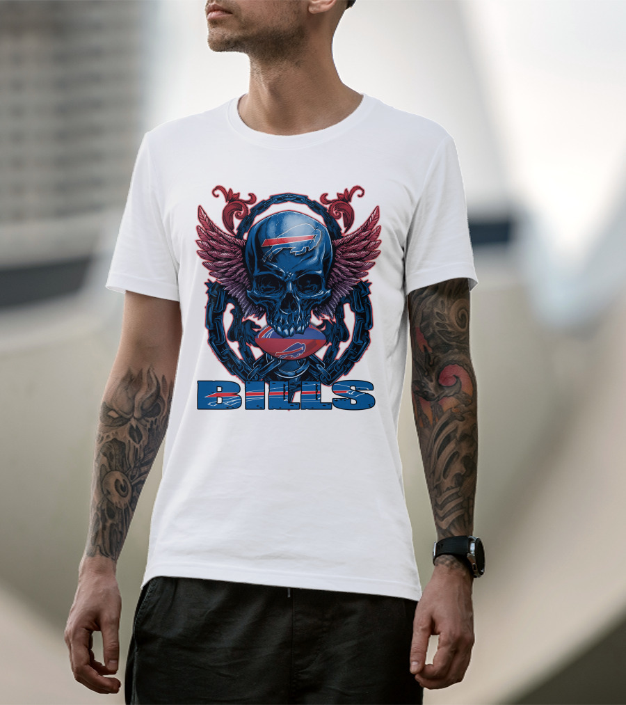 Buffalo Bills Winged Skullfb Football T-Shirt