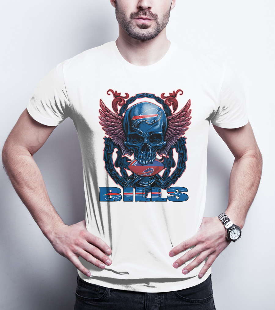 Buffalo Bills Winged Skullfb Football T-Shirt