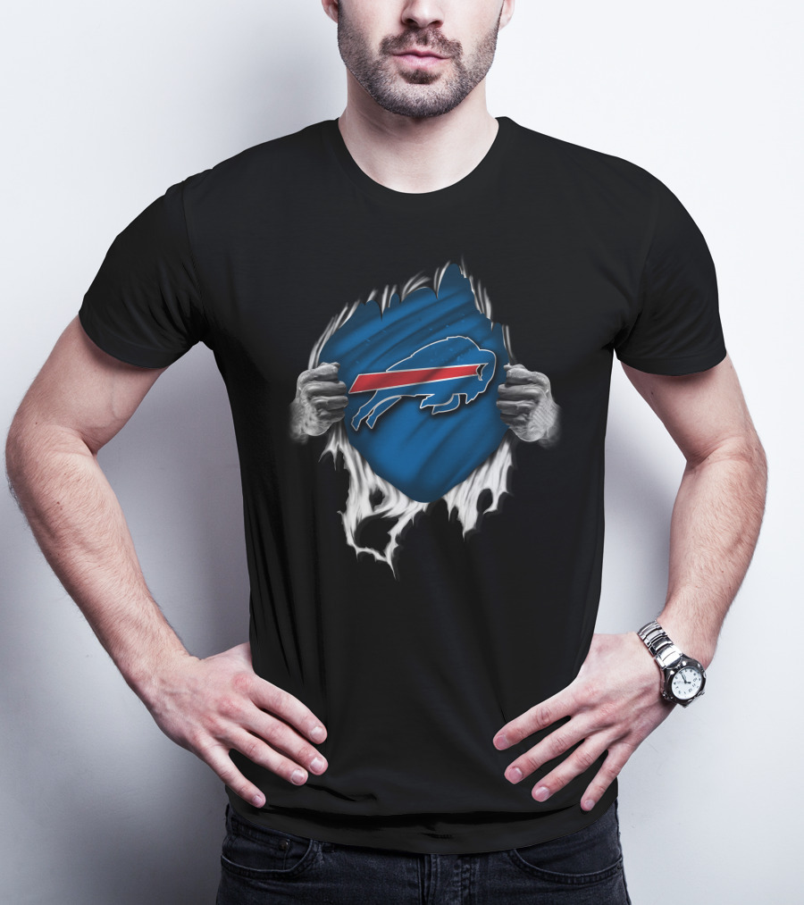 Torn Buffalo Bills Emblem Ripped Open By Hands T-Shirt