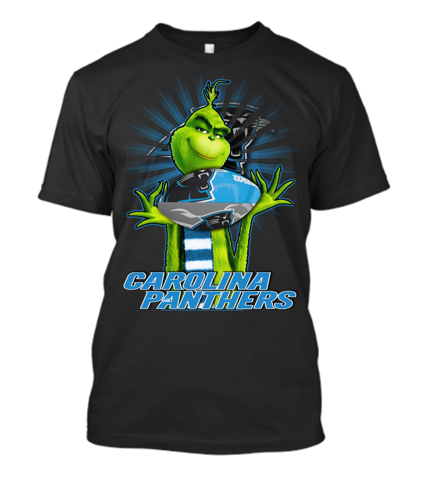 Grinch Holding Football CAROLINA PANTHERS T-Shirt