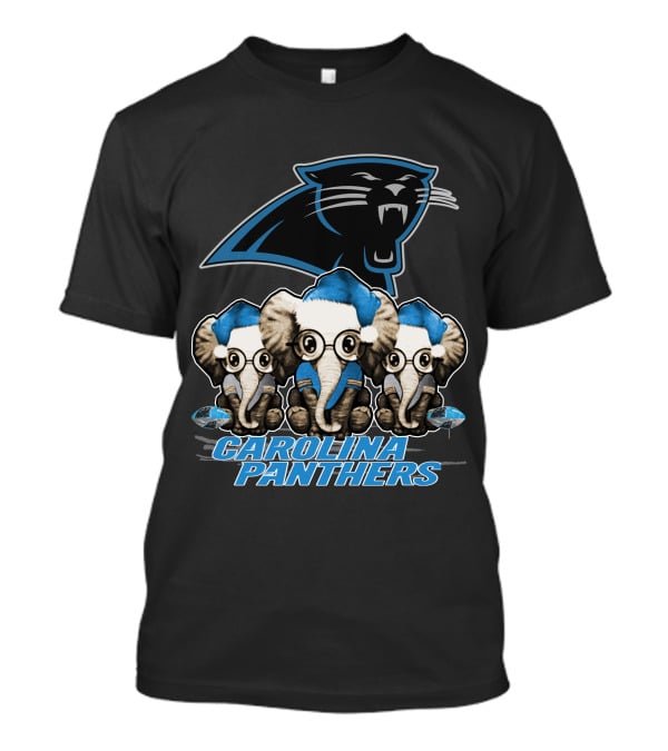 CAROLINA PANTHERS ELEPHAN XMAS HOLIDAY ELEPHANT TRIO T-Shirt